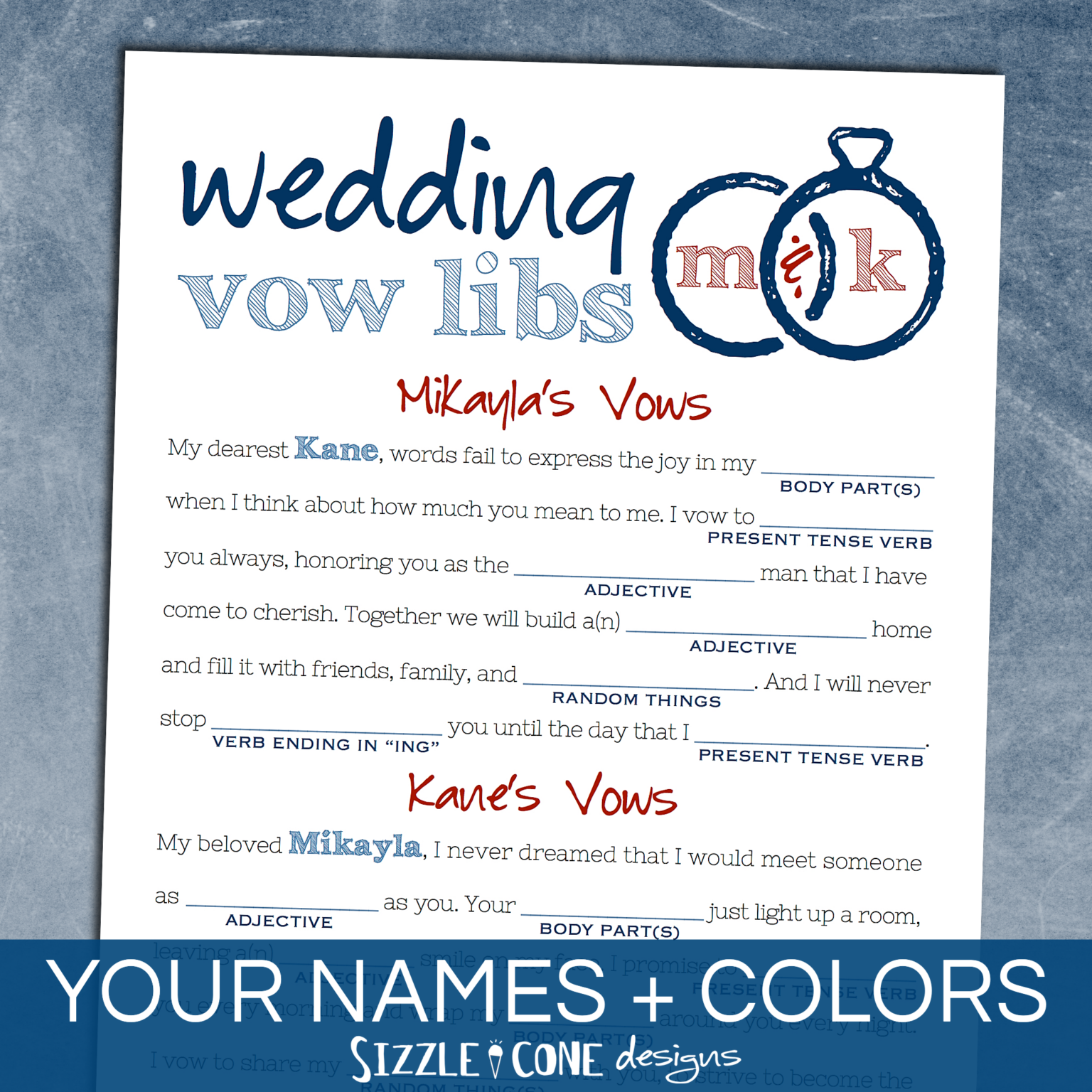 Funny Wedding Vows Mad Libs Printable Free 2025 - Printablemadlibs.com