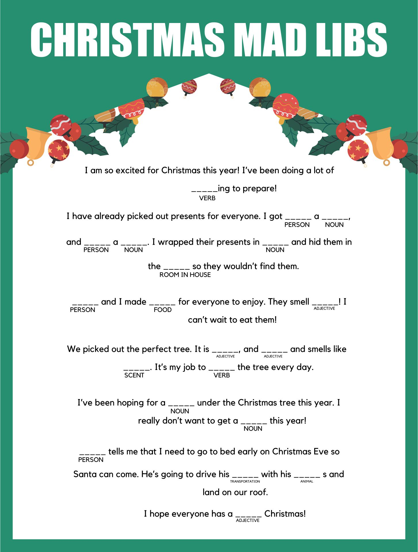 Office Christmas Mad Libs 2022 - Printablemadlibs.com