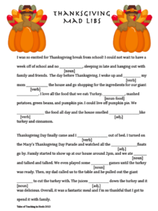 Thanksgiving Mad Libs Printable For Middle School 2025 ...