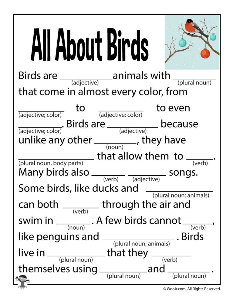 Verb Mad Libs Printable 2025 - Printablemadlibs.com