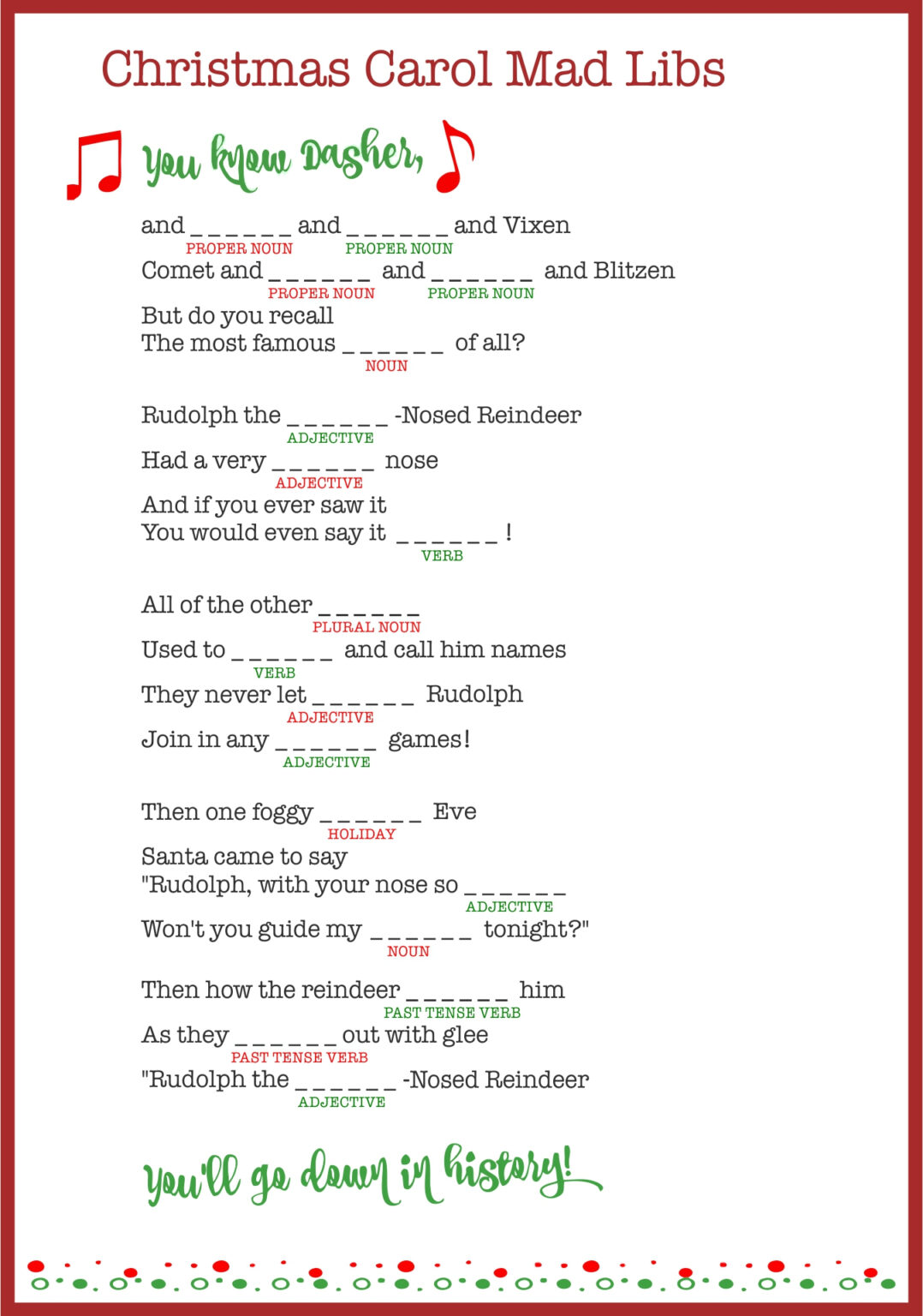 Christmas Carol Mad Libs Free 2025 - Printablemadlibs.com