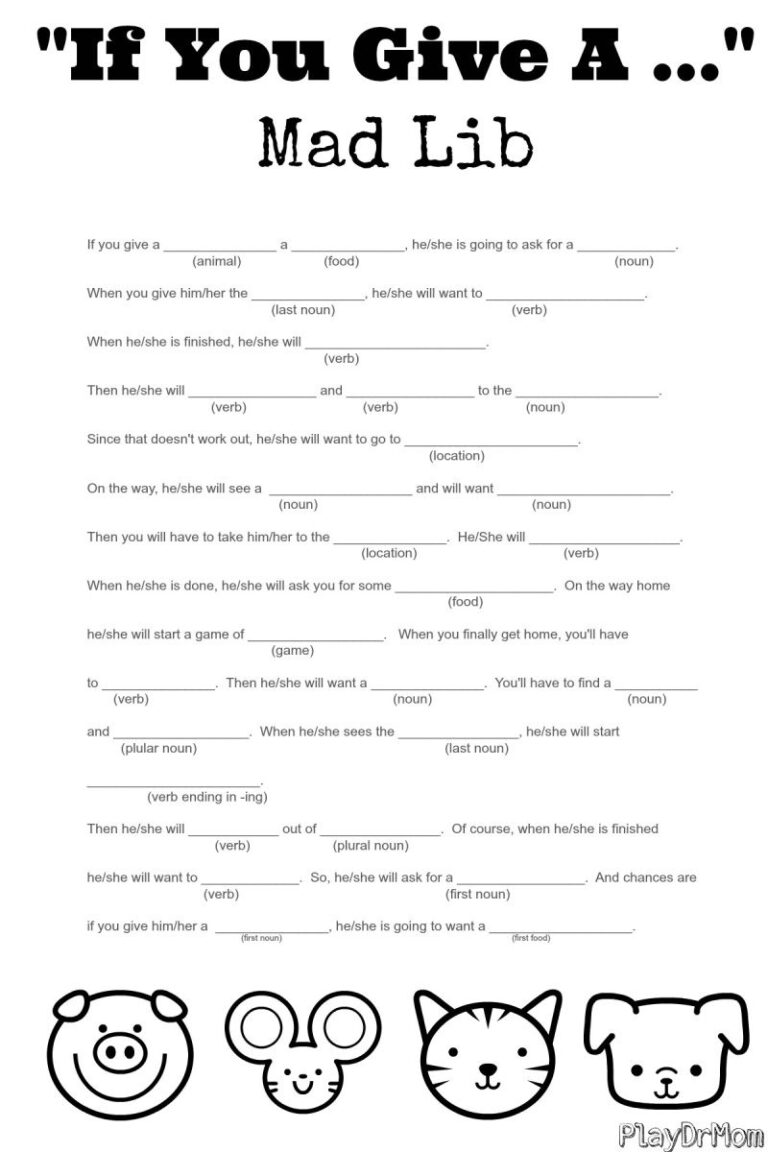 Pdf Free Printable Mad Libs For Middle School Students ...