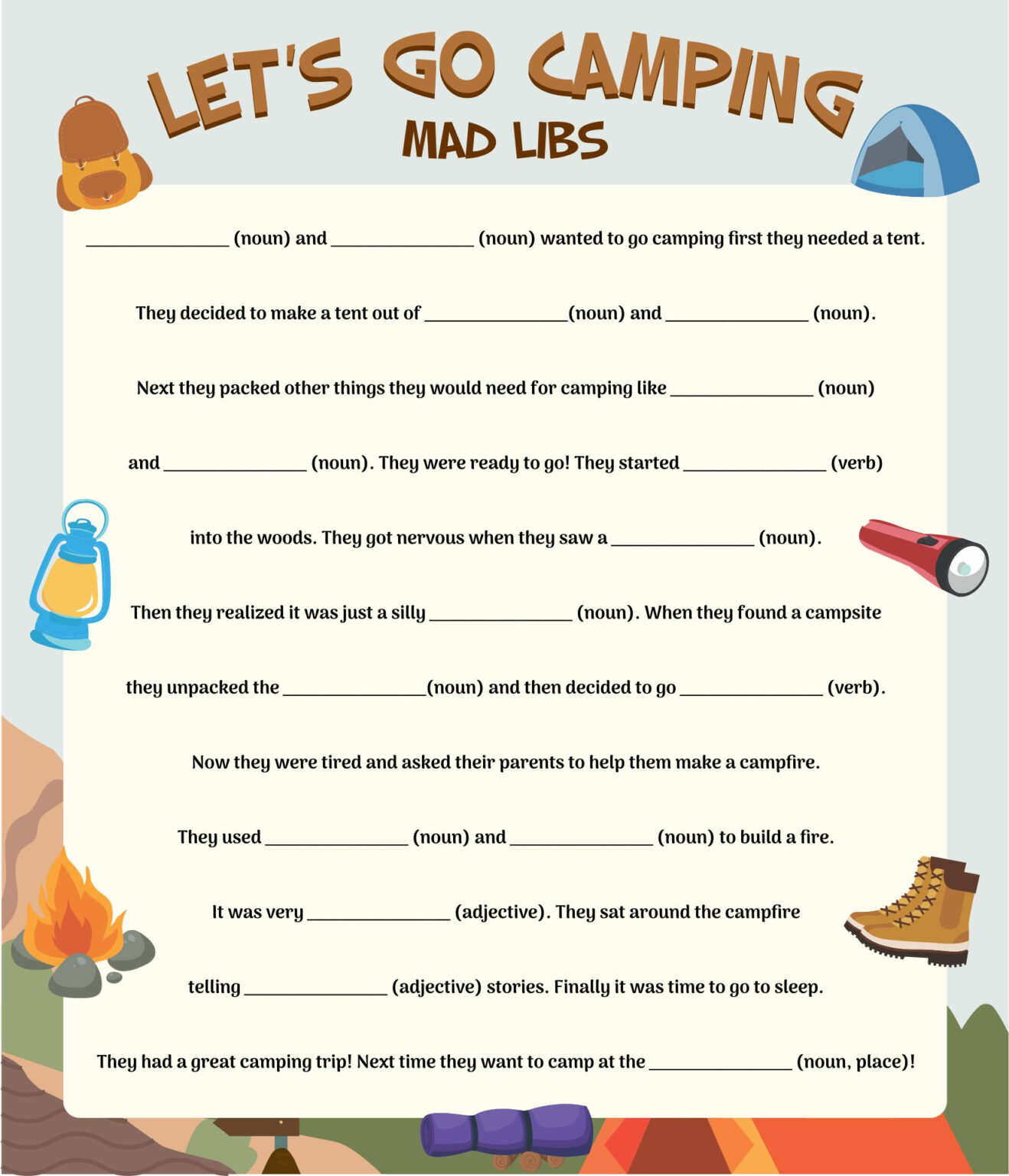 Kids Mad Libs Summer Camp 2025 - Printablemadlibs.com