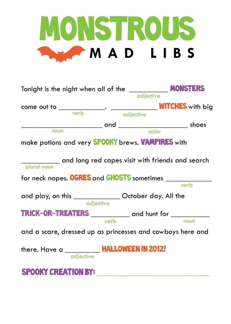 Mad Libs Printable Middle School 2025 - Printablemadlibs.com